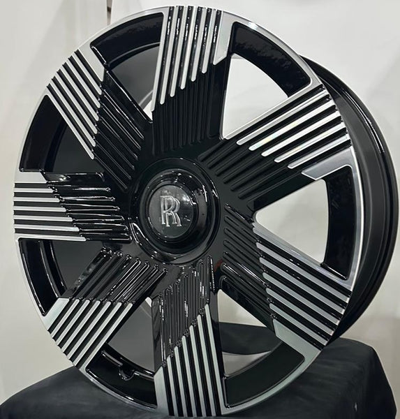 24 INCH ROLLS ROYCE GHOST CULLINAN PHANTOM FORGED GLOSS BLACK MACHINED ...