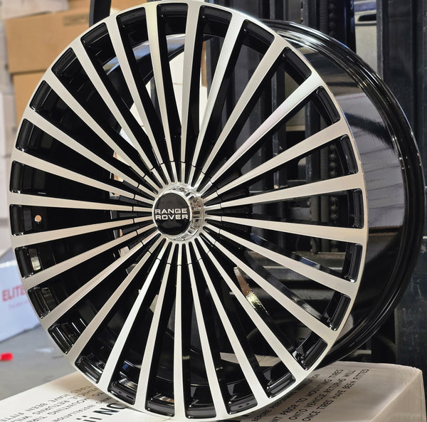24" Inch Range Rover Rims SV SE HSE Sport Wheels Gloss Black Machined ...