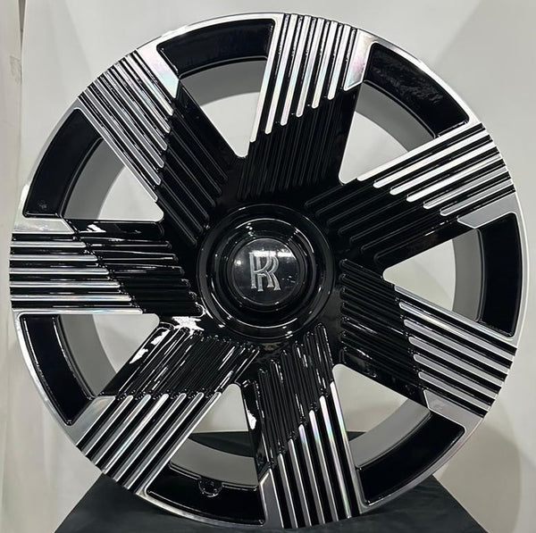 24 INCH ROLLS ROYCE GHOST CULLINAN PHANTOM FORGED GLOSS BLACK MACHINED ...