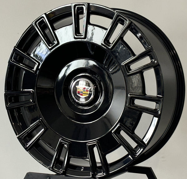 26" INCH CADILLAC ESCALADE RIMS GLOSS BLACK WHEELS SIERRA TAHOE YUKON ...