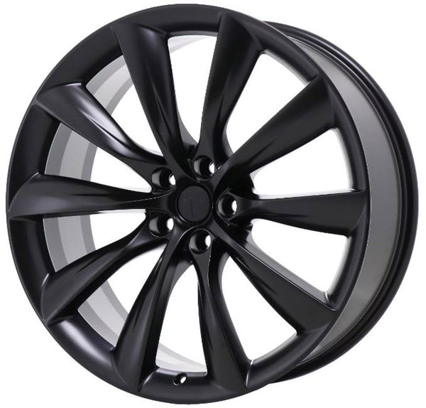 22 Inch Tesla Model S Model X Staggered Satin Black Updated Twist Spoke ...