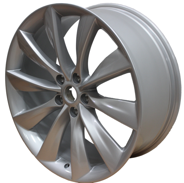 22" Staggered Tesla Model S Model Y Gloss Silver Twist Spoke Style ...